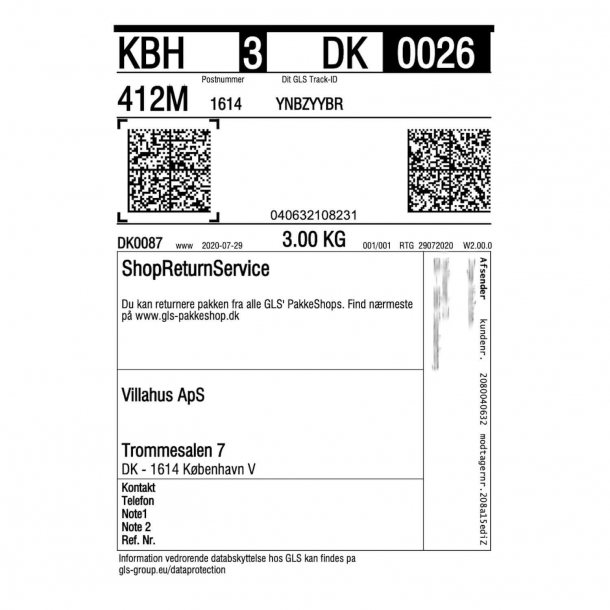 Returlabel GLS - TILBEHØR - VillaHus