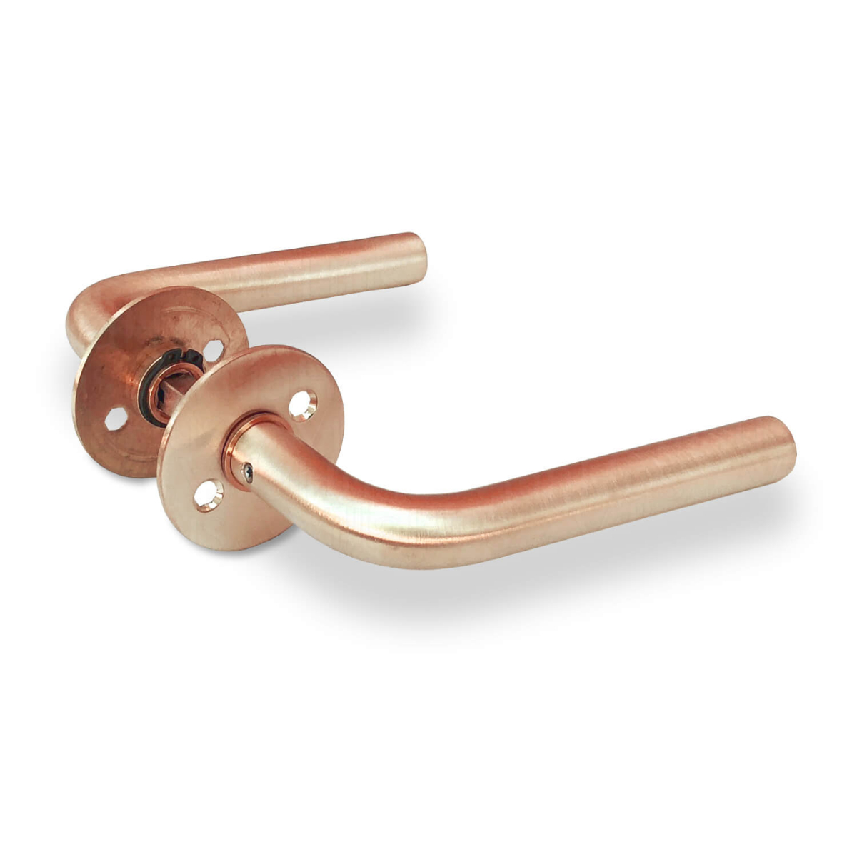 Door handle, L-handle, Brushed copper - 16 mm - Copper door handles ...